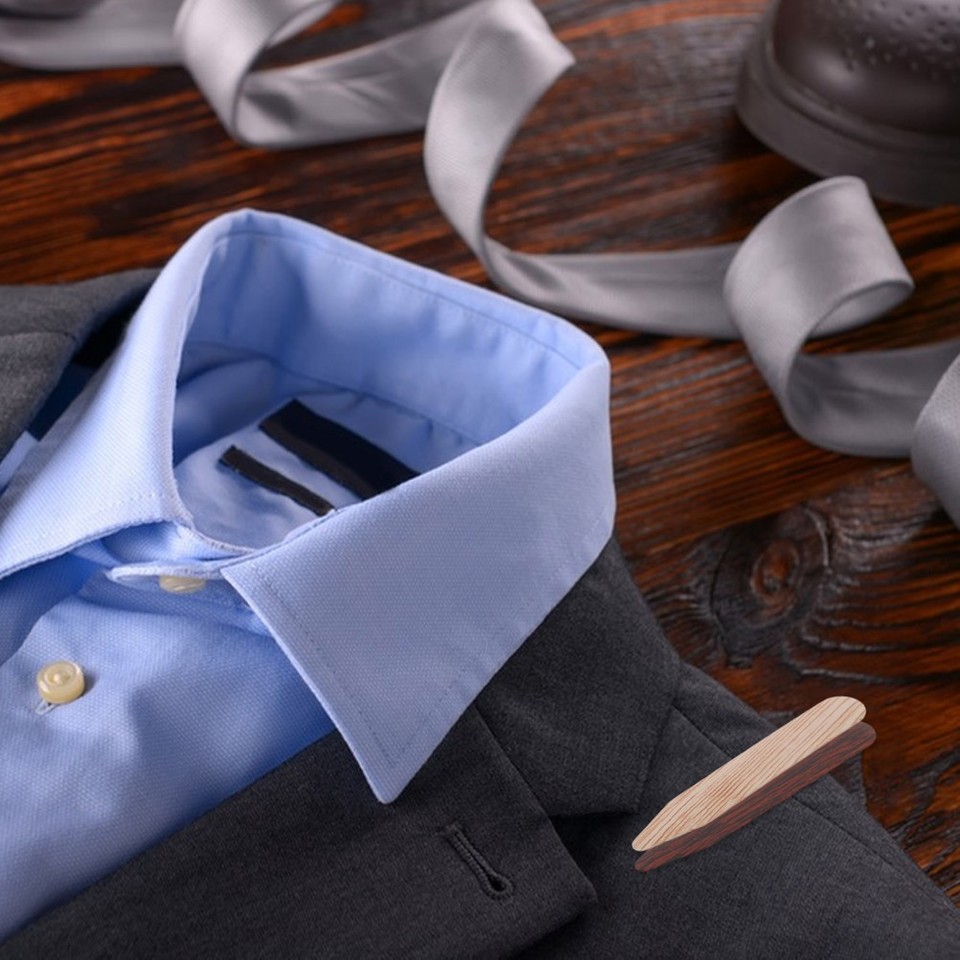 4pcs Dress Shirt Collar Inserts: Wood Grain Plastic Collar Stays ...