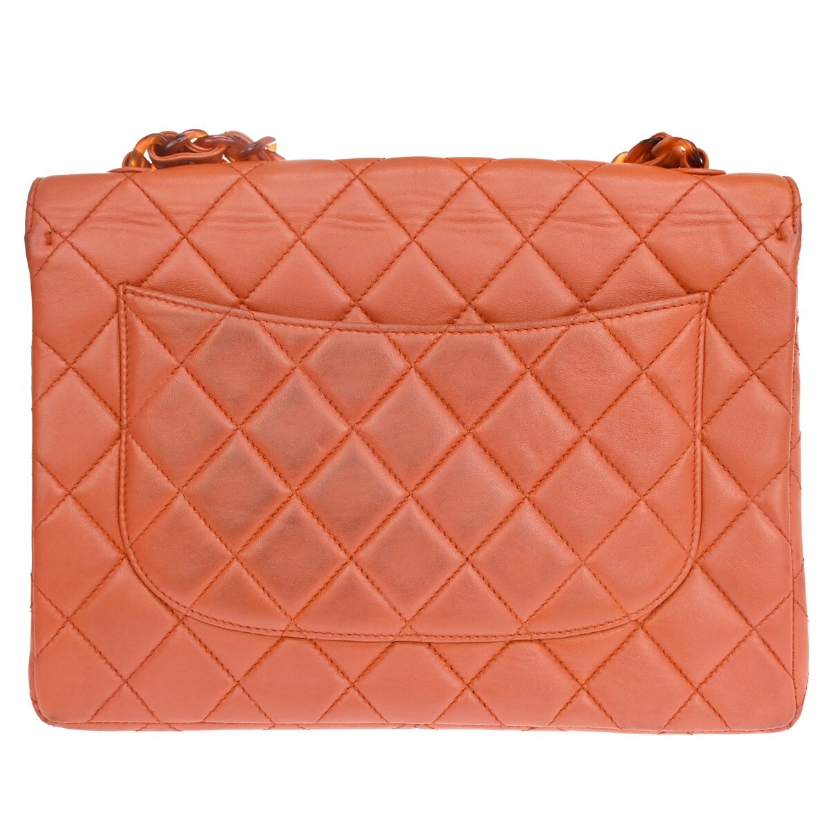 CHANEL CC Matelasse 30 Chain Shoulder Bag Leather Orange CHANEL CC Matelasse 30 Chain Shoulder Bag Leather Orange