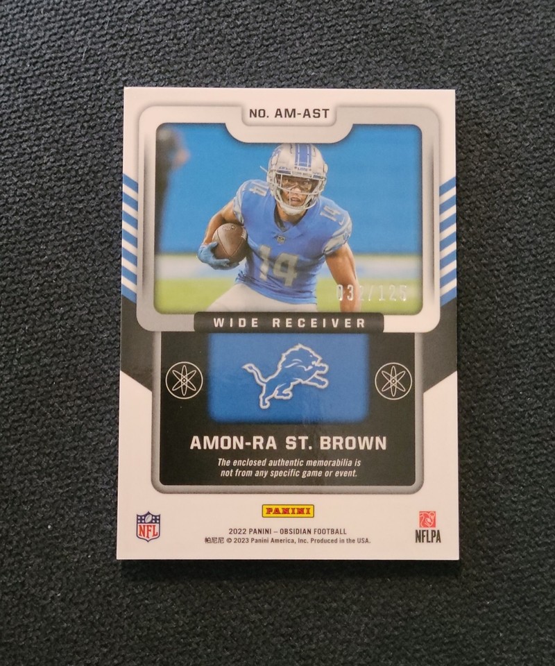 Amon-ra St.Brown 2022 Panini Obsidian 32/125 Atomic Materials Patch | eBay