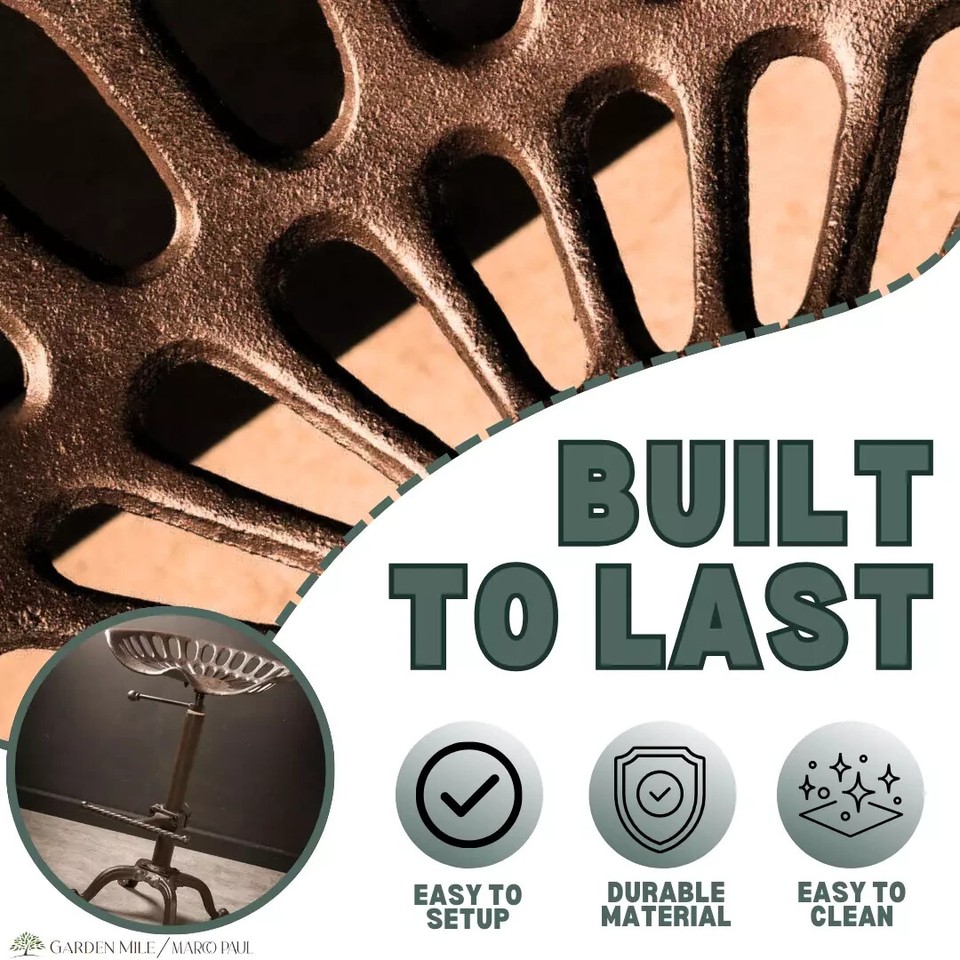 Cast Iron Bar Stool Industrial Home Decor Swivel Chair Adjustable ...