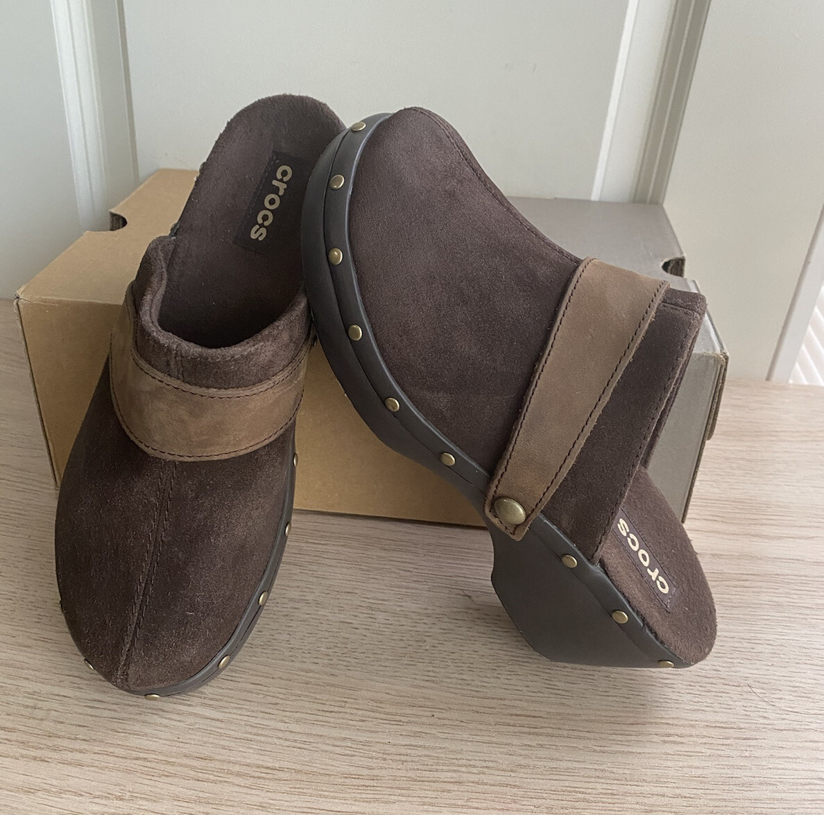 Crocs Cobbler Suede Clog Chocolate Brown Slip On Casu… - Gem