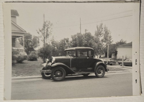 Vintage Found Photo Black Ford Model A on Street Antique Classic Car ...