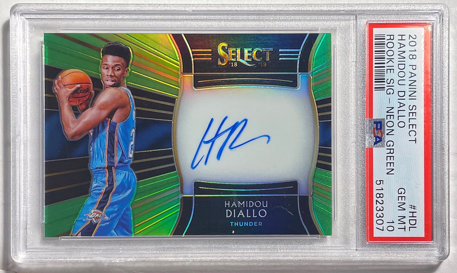 HAMIDOU DIALLO 2018 SELECT AUTO NEON GREEN PRIZM RC #D /99 PSA 10 GEM ...