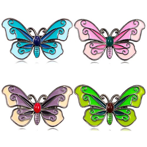 Cute Cartoon Animals Enamel Brooch Pins Color Butterfly Metal Pin ...