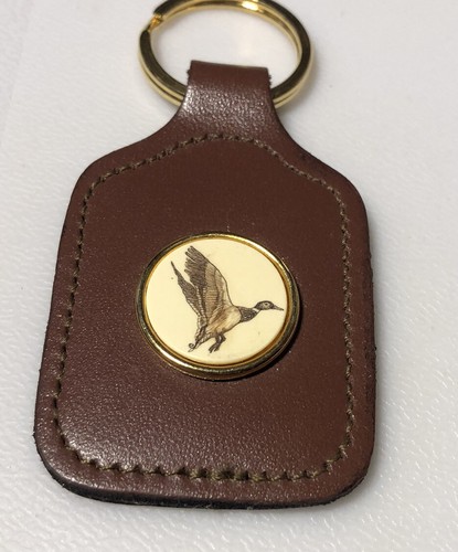 Vintage Duck Flying Bird Nature Outdoors Animal Leather Keychain Key ...