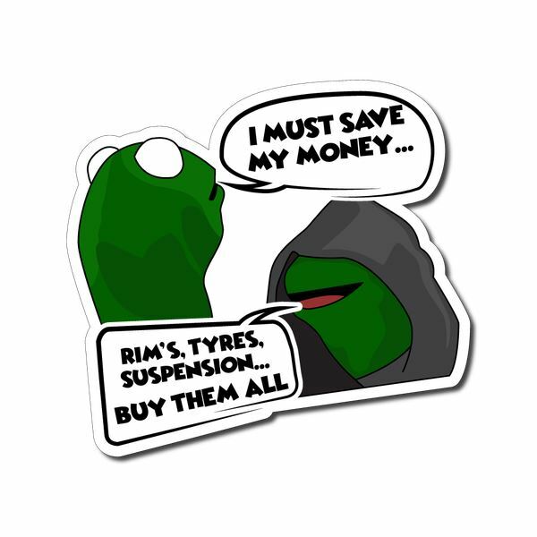 Inner Kermit Save Money Sticker / Decal - Rims Tyres Suspension Broke ...