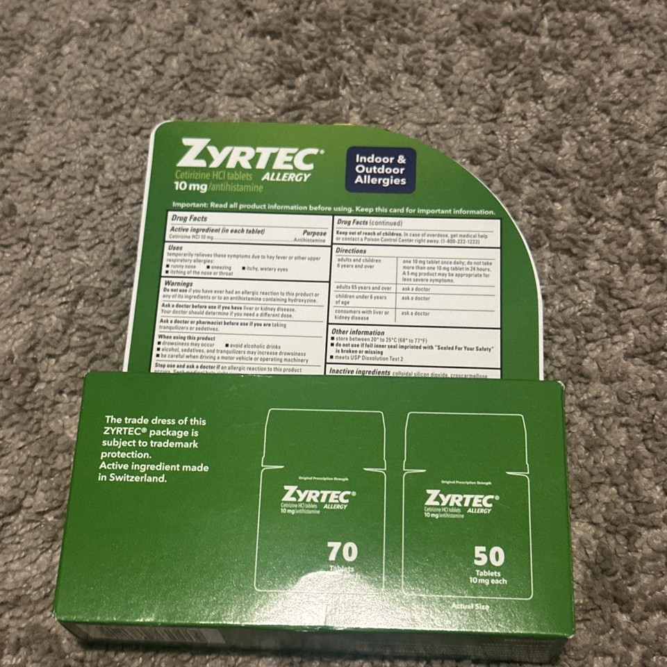 Z-yrtec Allergy 24 Hour Tablets 10mg Cetirizine HCl 120 Count Non ...