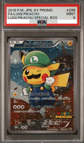 PSA 9 2016 Luigi Pikachu 296/XY-P Holo Mario Box Promo Pokemon Card ...