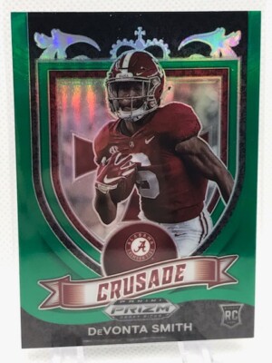 DeVonta Smith Green Crusade Rookie Card RC 2021 Prizm Draft Picks #165 ...