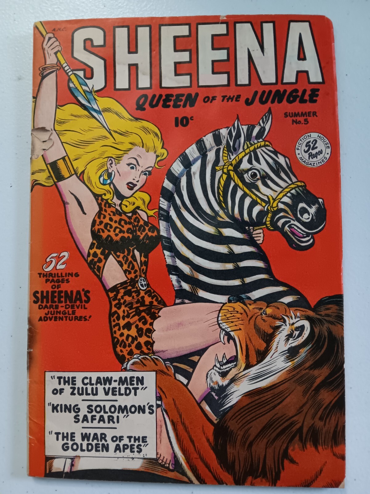 Sheena 5 Very Rare Famous Zebra Cover Golden Age 1949 | eBay