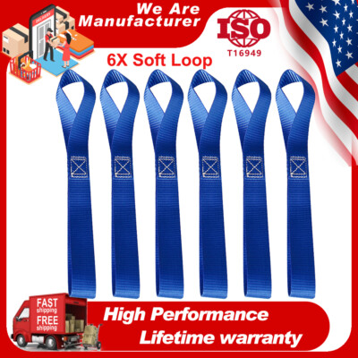 6-Pack Soft Loop Tie Down Pull Grab Straps 4500LBS Heavy Duty For ...