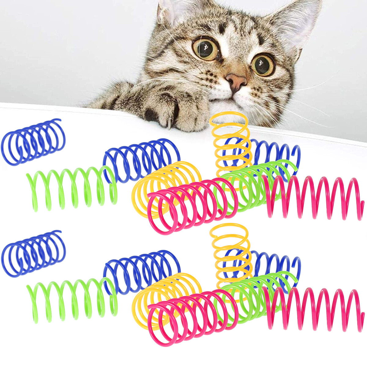 Cat Spring Toys 16pcs Colorful Cat Coil Toy Durable Plastic Spiral ...
