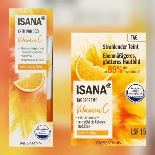 Isana Vitamin C SPF15 Day Cream 50ml + Eye Cream 15ml Vegan | eBay UK