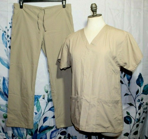 Spectrum Scrub Set Pants & Top Solid Beige Tan Pockets Size XS Nurse ...