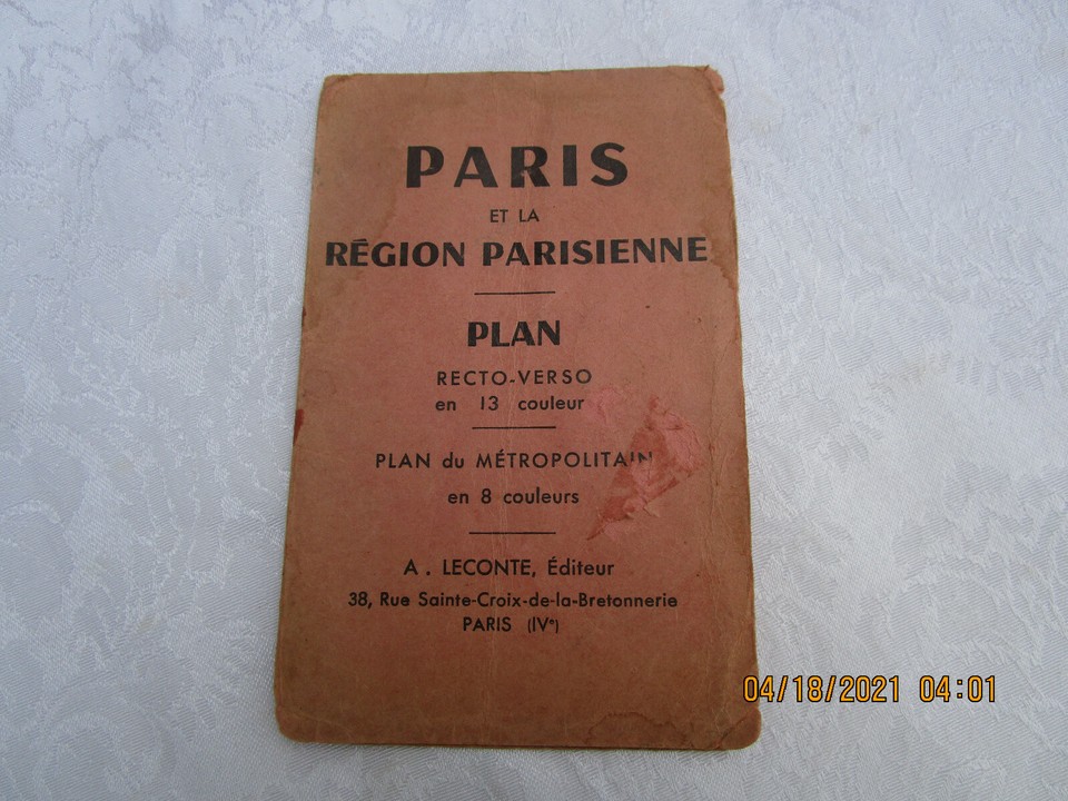 Vintage Map of Paris | eBay UK