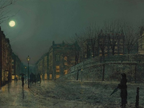 Moonlight Street City Architecture 18 x 24 in Rolled Canvas Vintage ...
