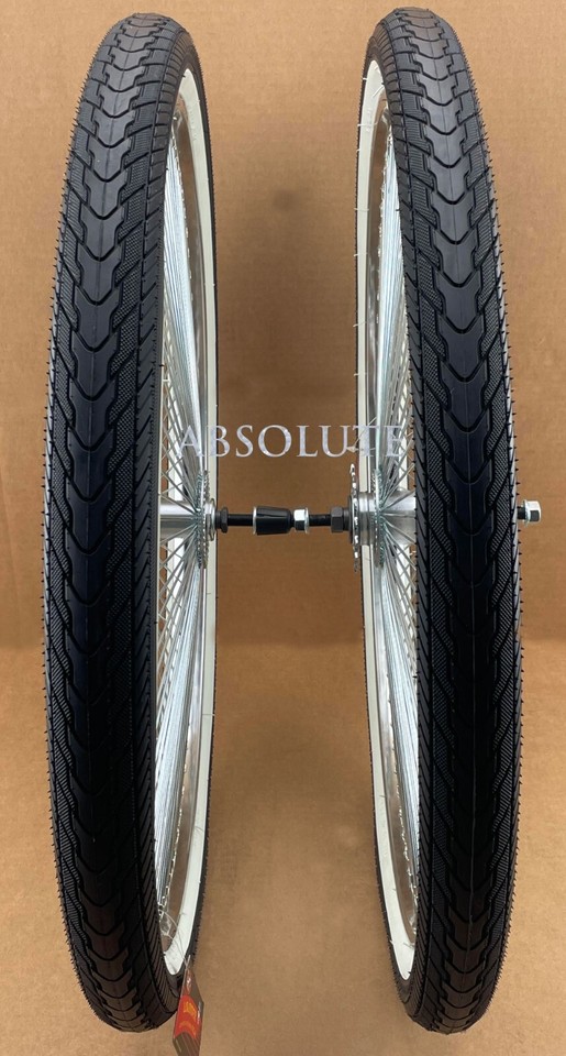 VINTAGE LOWRIDER 26" 144 SPOKE CHROME DAYTON RIM SET W/WHITEWALL EASY ...