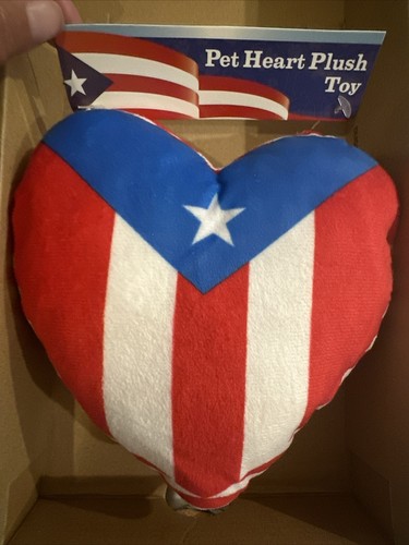 New Pet Heart Plush Toy - Puerto Rico Flag - Squeaker | eBay