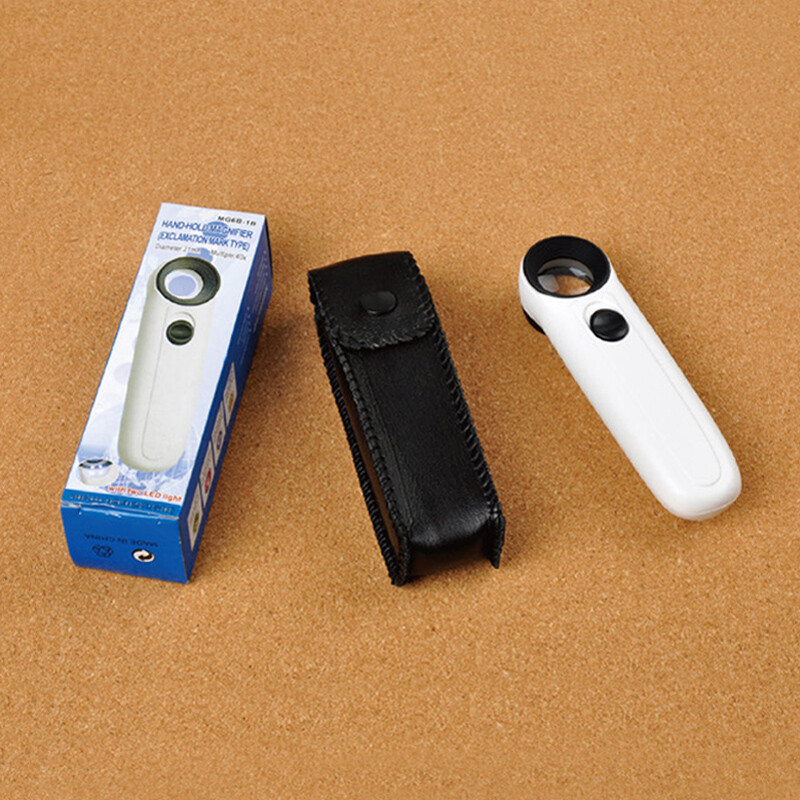 Mini 2 LED Light Hand-Held Magnifier Magnifying Jeweler 40x 21mm Eye ...