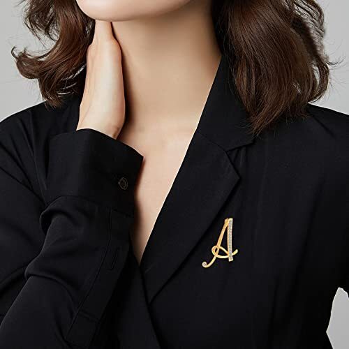 A-Z Lette Brooch 26 Initial Pins Gold Plated Metal Brooches - Clear ...