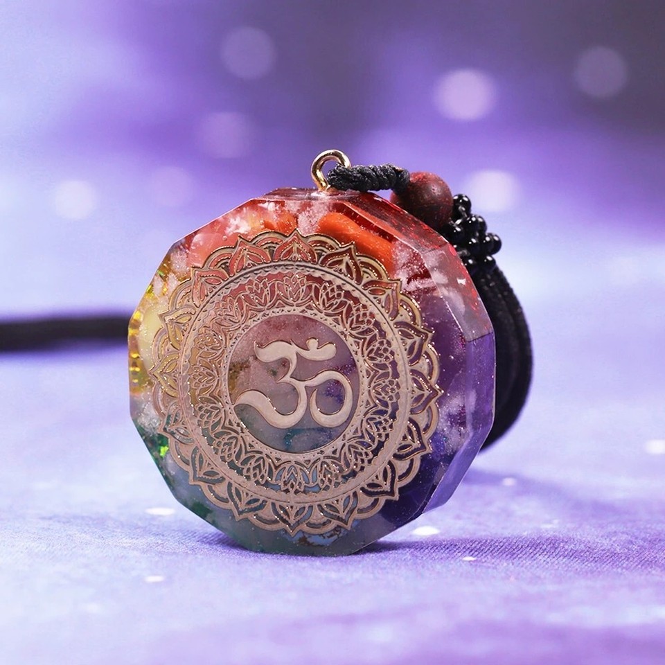 Natural Crystal Orgonite Pendant 7 Chakra Healing Talisman Women Men ...