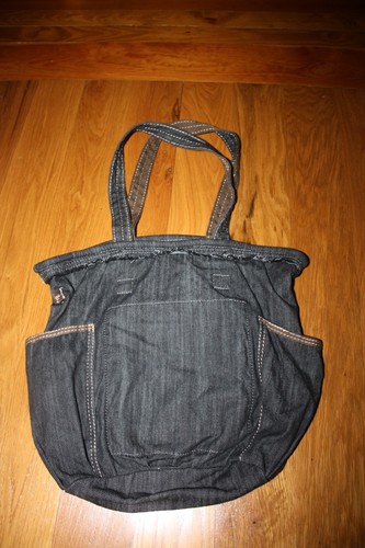 Thirty One Retro Metro Denim Tote Bag Double Handle Outside Pockets ...