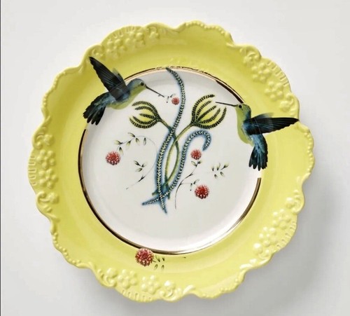 NEW ANTHROPOLOGIE HUMMINGBIRD LOVE DESSERT SIDE PLATE ARTIST LOU ROTA ...