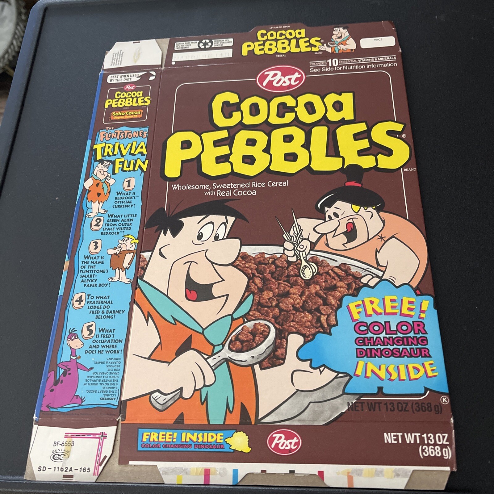 Cocoa Pebbles Cereal Box