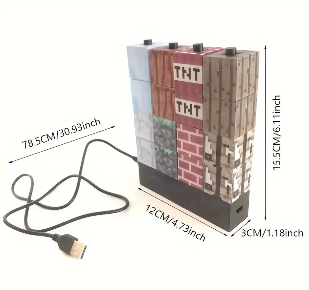 Minecraft Block Building Lamp - 16 Rearrangeable Light Up Blocks Build ...