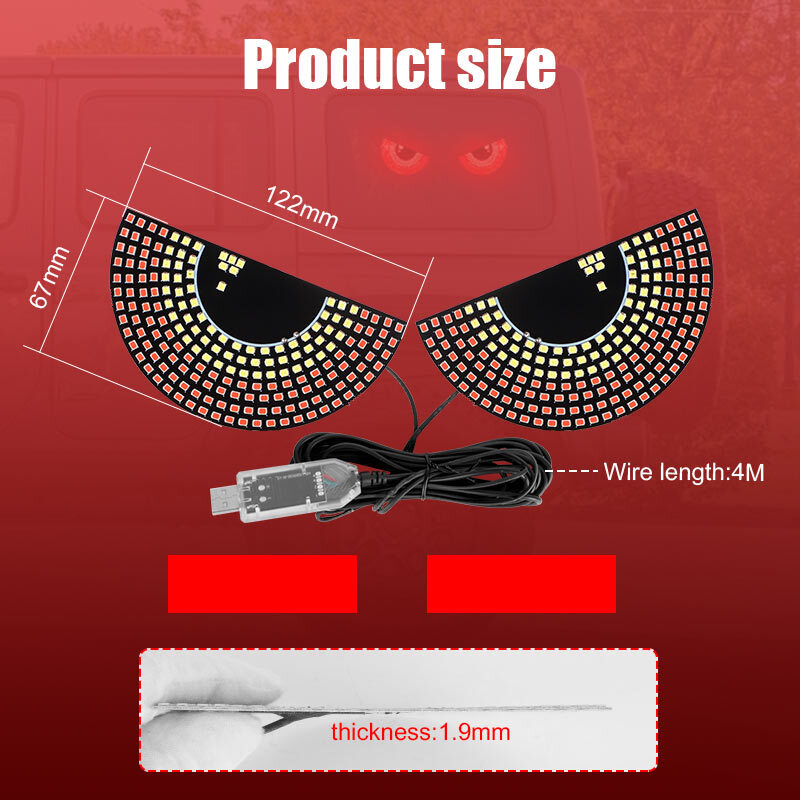 LED RGB Car Eye Sign Animation Matrix USB Panel DIY Programmable ...