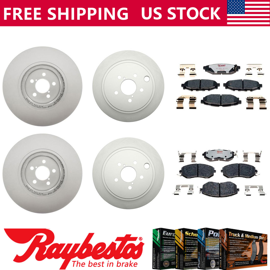 For 2013 Subaru Outback Front Rear Coated Brake Rotors & Hybrid Pads ...