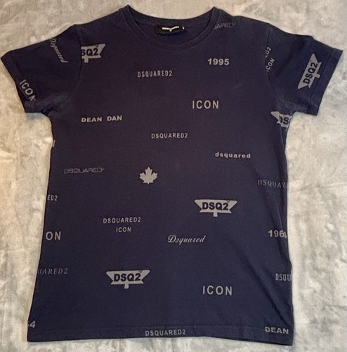 Dsquared2 ICON T Shirt Mens Medium Navy Blue All Over Logo DSQ2 ...