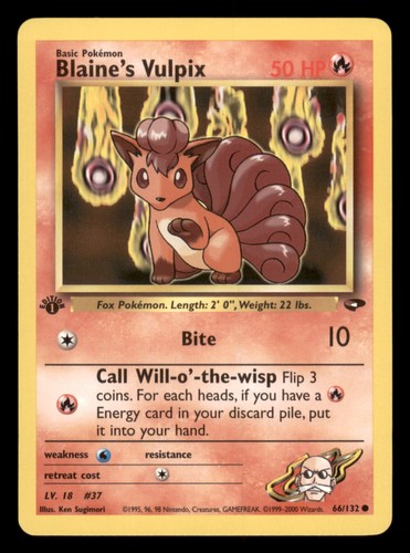 Blaine's Vulpix 66/132 1st Edition Gym Challenge 2000 | eBay
