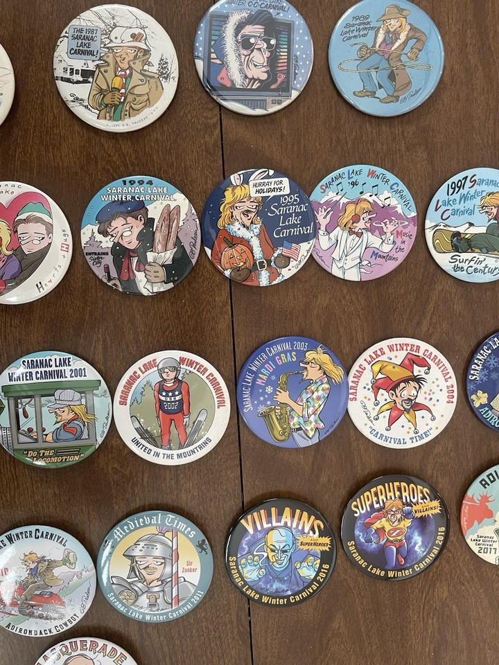Gary Trudeau saranac lake winter carnival buttons X 30 Doonesbury | eBay