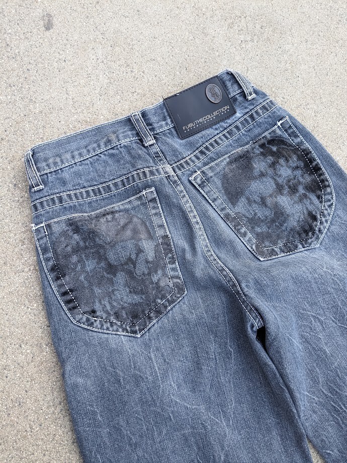 Vintage FUBU Wide Leg Baggy Jeans Ghost Smoke Pockets… - Gem