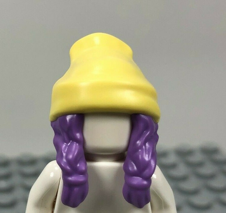 LEGO Female Minifigure Hair & Light Yellow Beanie Hat 2 Braids over ...