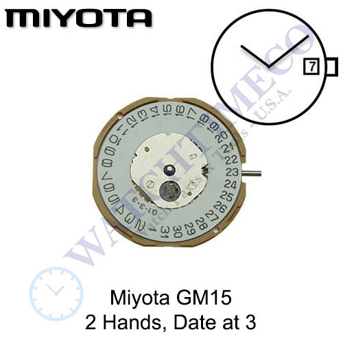 Genuine Miyota GM15 / GM17 Movement Japan 2 Hands, Date at 3 | eBay