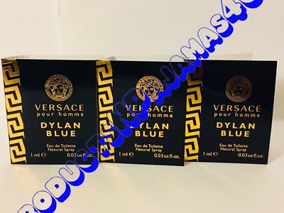 LOT of 3~Versace DYLAN BLUE POUR HOMME Eau de Toilette .03oz/1ml CARDED ...