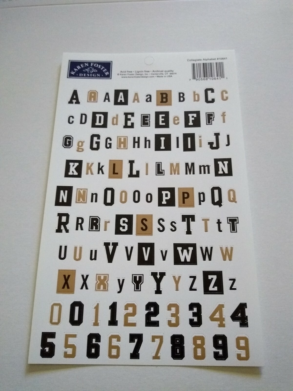 Scrapbooking Crafts KF Stickers Collegiate Alphabet Black Brown White ...