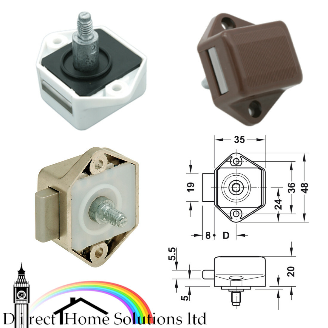 Push-Lock Mini Rim Lock Case,15 mm Backset With Push Button Locking, 16 ...