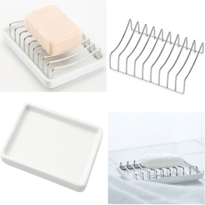 [MUJI] White Porcelain Tray Small / Stainless Steel Soap Dish (Select ...
