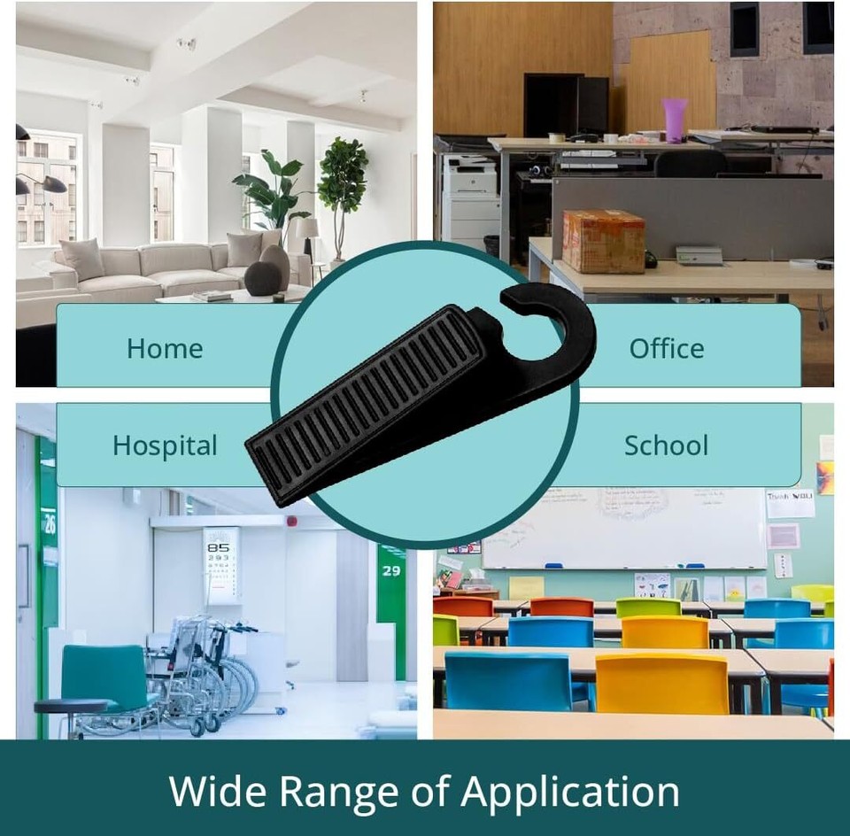 4 PC Door Stopper Grooved Rubber Wedge with 1.0" Hook for Office Home ...