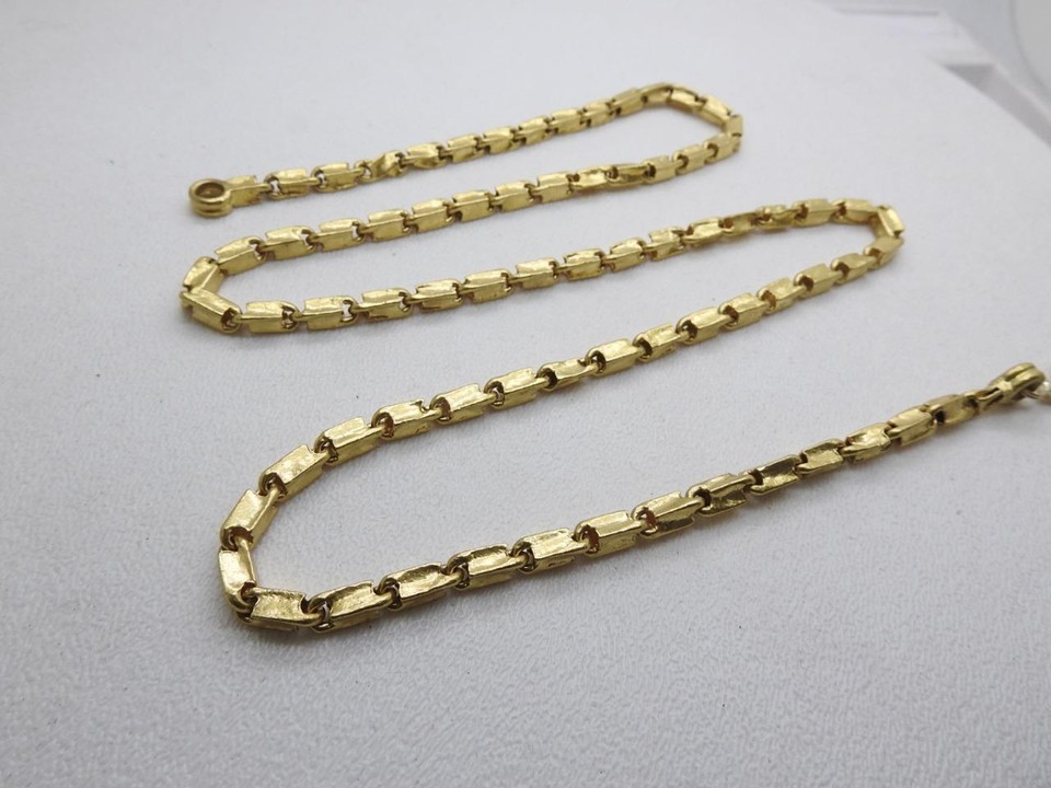 20K Solid Yellow Gold Baht Bar Link Chain Necklace 65 Grams 27" inch | eBay