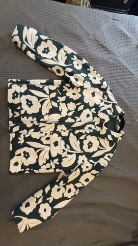 Bold Floral Jacquard Bomber Jacket Green White Pattern M/L | eBay