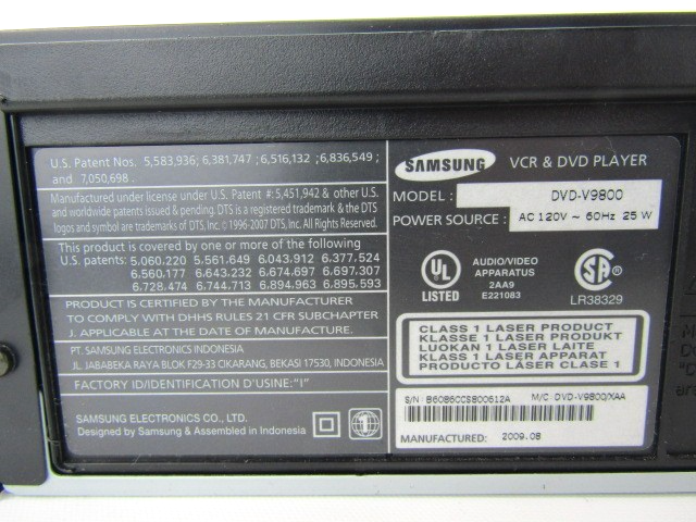 Samsung DVD-V9800 DVD Player / Video Cassette Recorder (VCR) w/ Remote ...