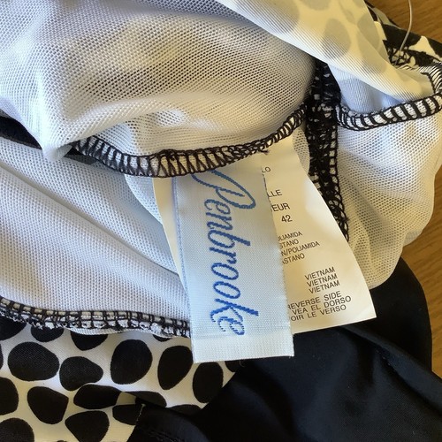 Penbrooke NWT Black White One Piece Swimsuit Bathing Suit Sz 12 Tummy ...