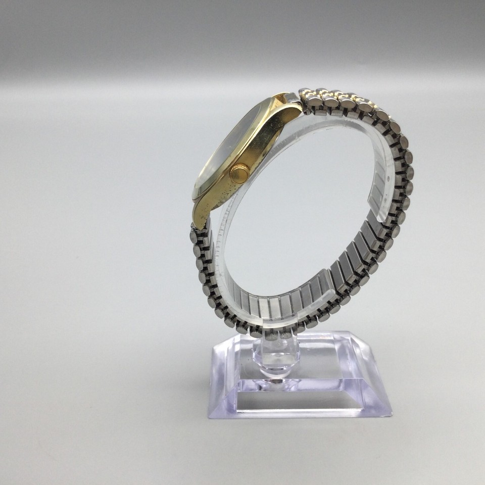 Vtg Timex Acqua Watch Men 36mm Gold Tone Indiglo Stretch Band New ...