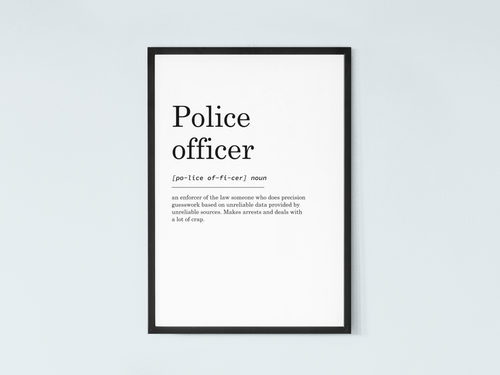 Police Officer Definition Print, Wall Art Prints, police Gifts ...