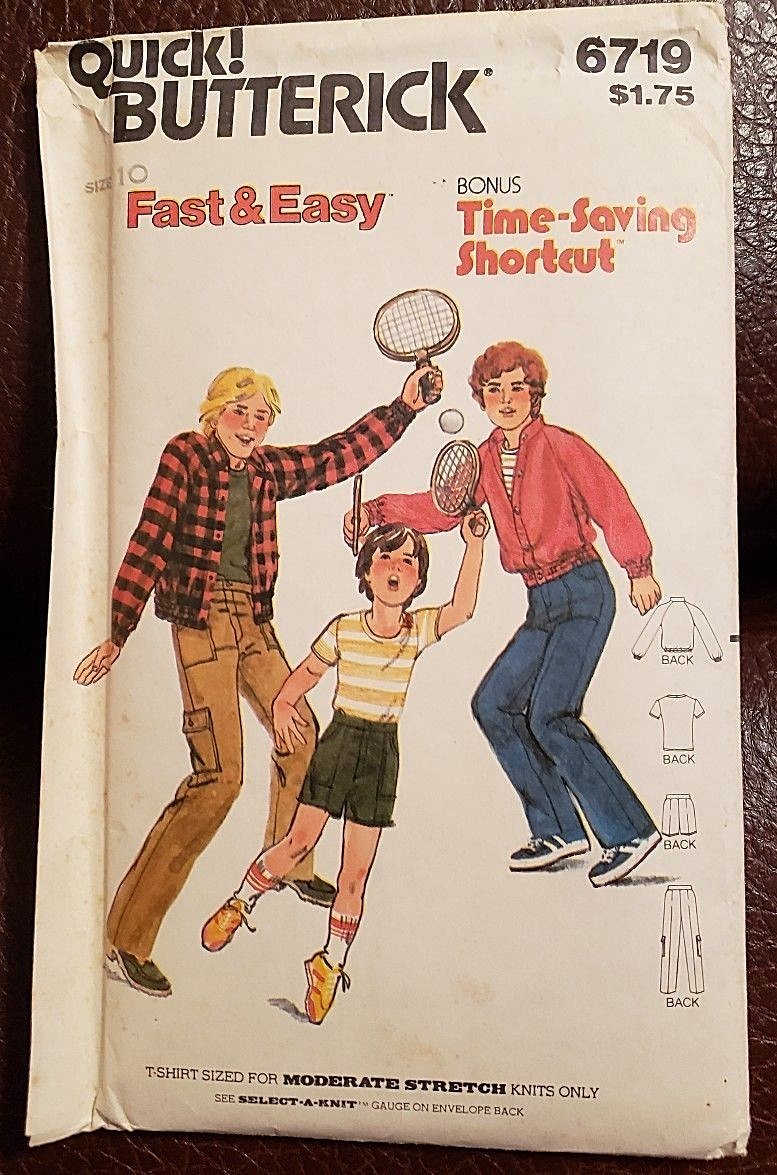 Butterick Pattern 6719 Boys Jacket T-Shirt Pants Shorts Size 10 - New ...