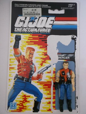 VINTAGE 1980s ACTION FORCE G I JOE 'MERCER' FIGURE + FACT FILE CARD ...